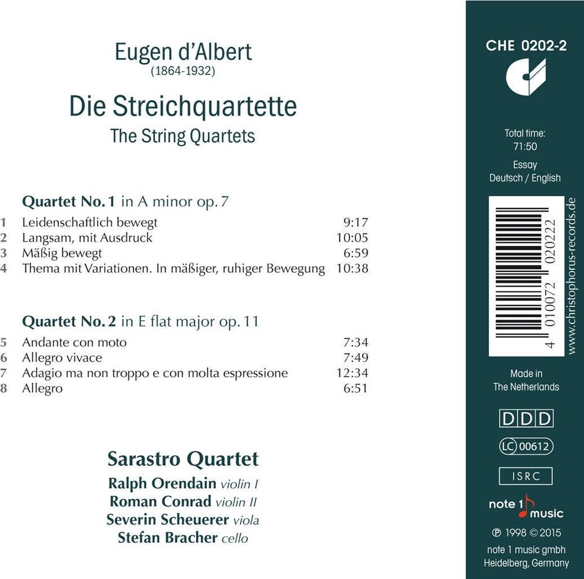 Sarastro Quartet - The String Quartets (CD), Sarastro Quartet | Muziek | bol.com