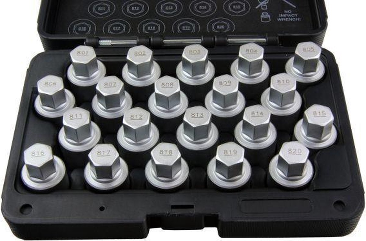 Slotbout sleutel / wielslotbout doppenset audi 20-delig | bol