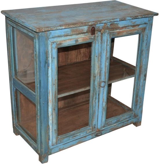 Otentic Design Vitrinekastje Blauw | India meubel | | bol.com