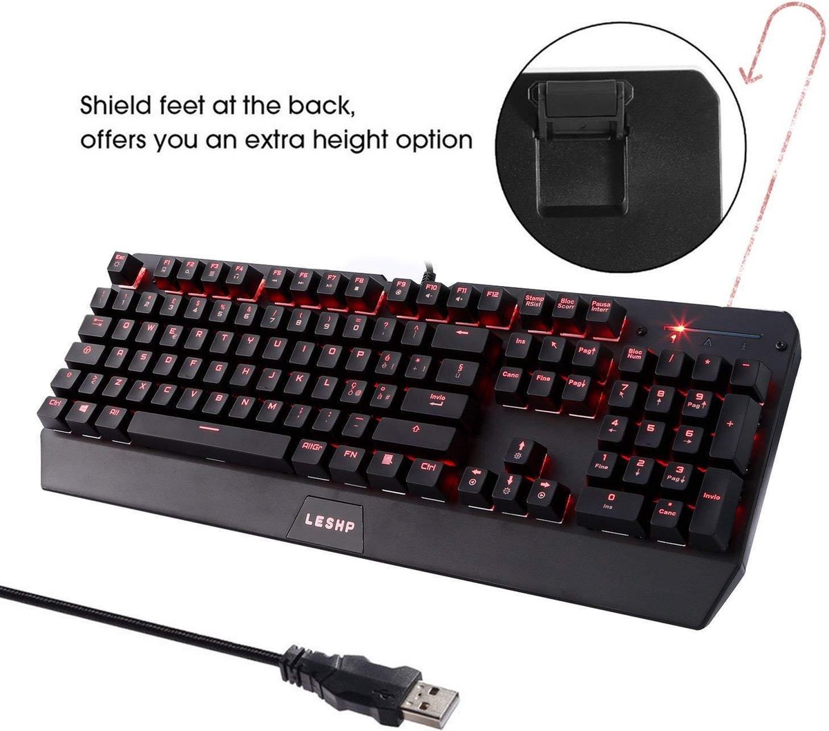 LESHP toetsenbord met mechanisch toetsenbord met Italiaanse lay-out ...