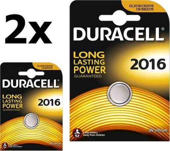 2 Stuks - Duracell CR2016 Professional Electronics 3V 90mAh Lithium knoopcel | bol.com