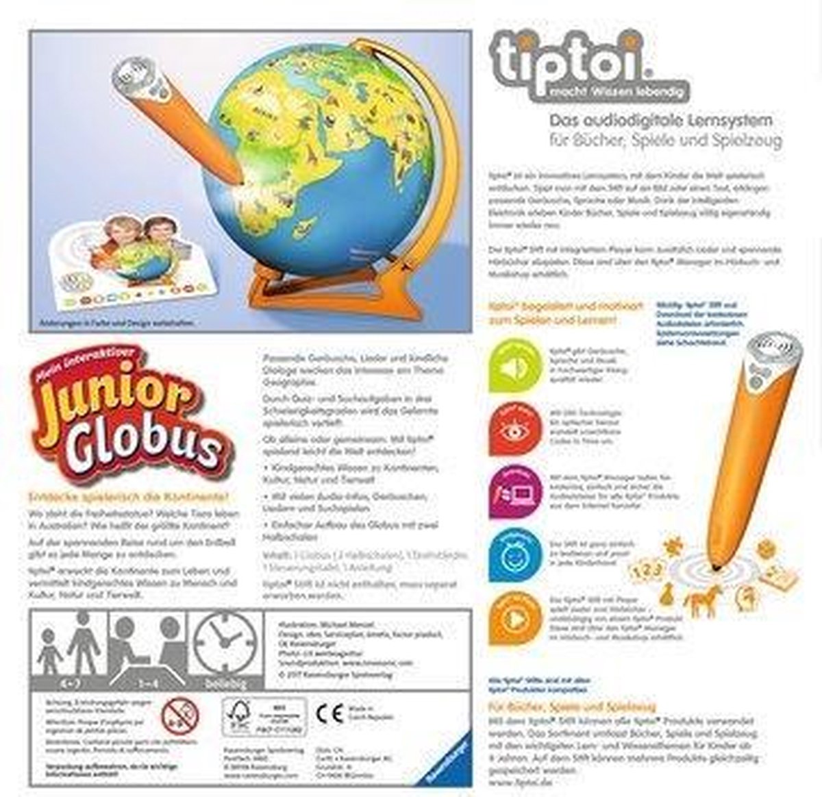 Ravensburger tiptoi 007851 Fysische globe 230mm wereldbol | bol.com