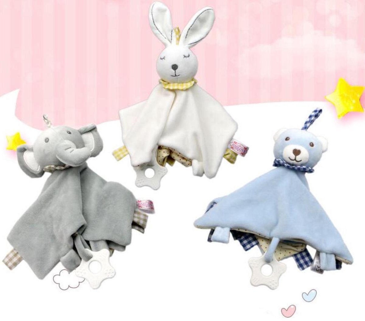 Baby knuffel – Grijze olifant - baby doekje – slaapknuffeltje – met ...