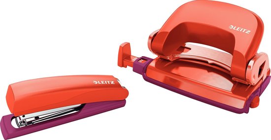 Leitz Urban Chic Mini Nietmachine & Perforator set - Rood | bol.com
