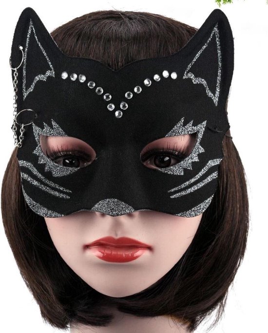 Party masker kat zwart met glitter | bol.com