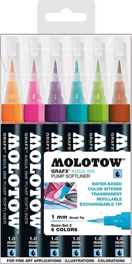 Molotow GRAFX Aqua Ink Pump Softliner Basic-Set 2 | bol.com