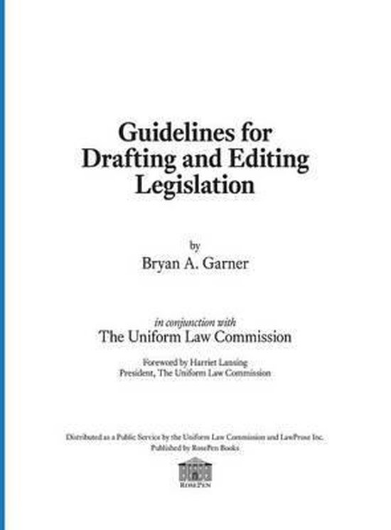 Guidelines for Drafting and Editing Legislation | 9780997977004 ...