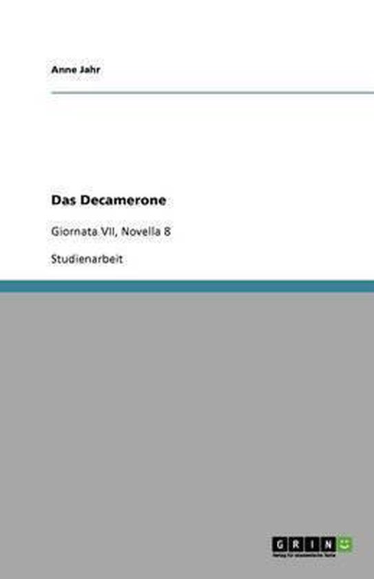 Das Decamerone | 9783640647323 | Anne Jahr | Boeken | bol