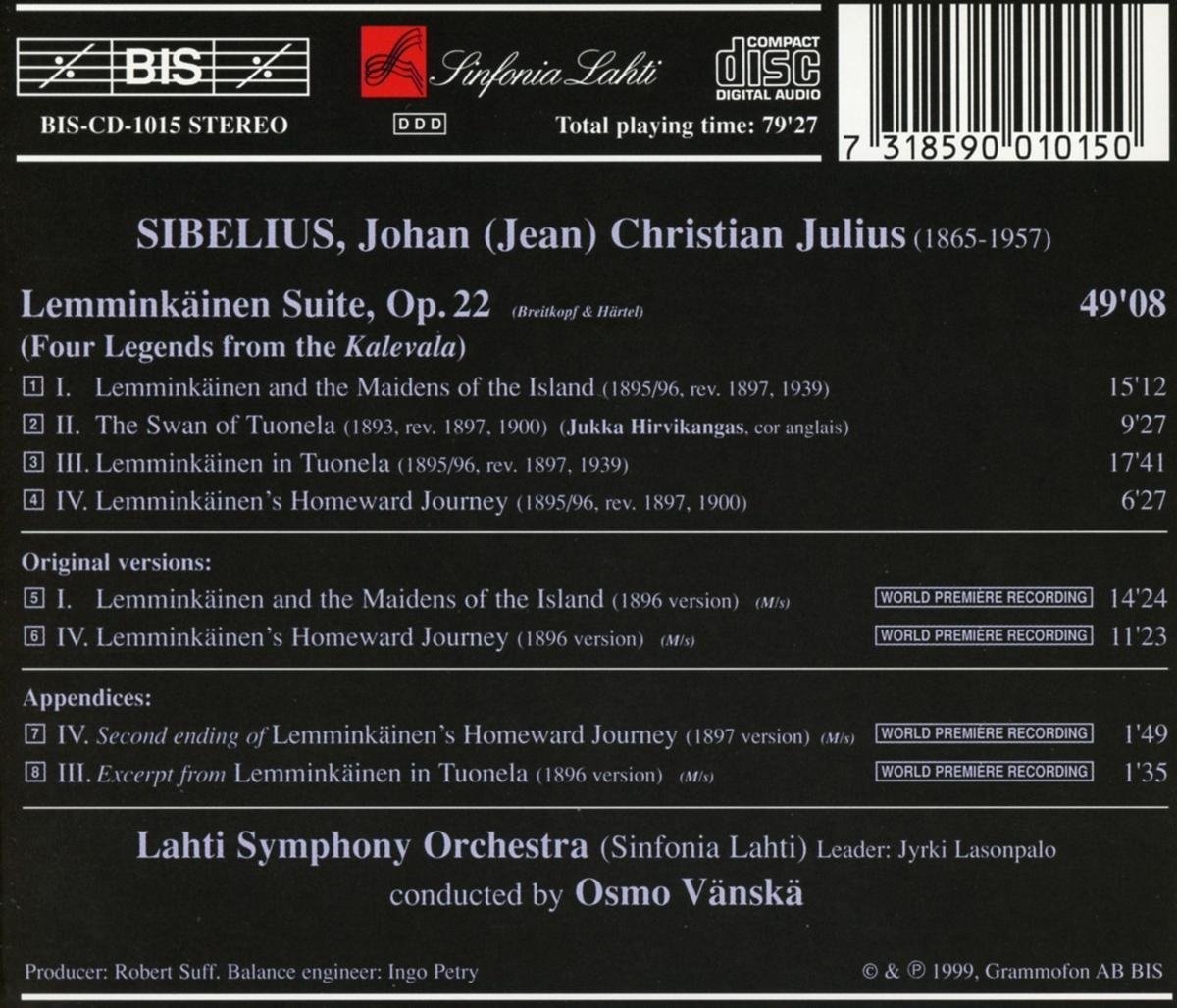 Lahti Symphony Orchestra - Sibelius: (Compl.Ed. 45), Lemminkainen Suite (CD), Osmo... | bol.com