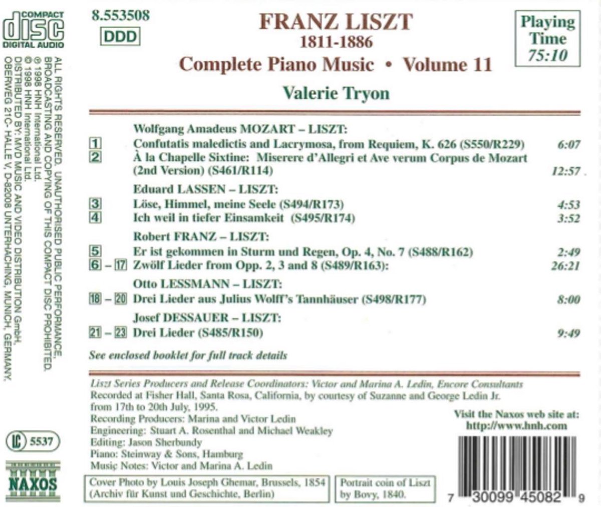 Liszt: Complete Piano Music Vol 11 / Valerie Tryon, Valerie Tryon | CD ...