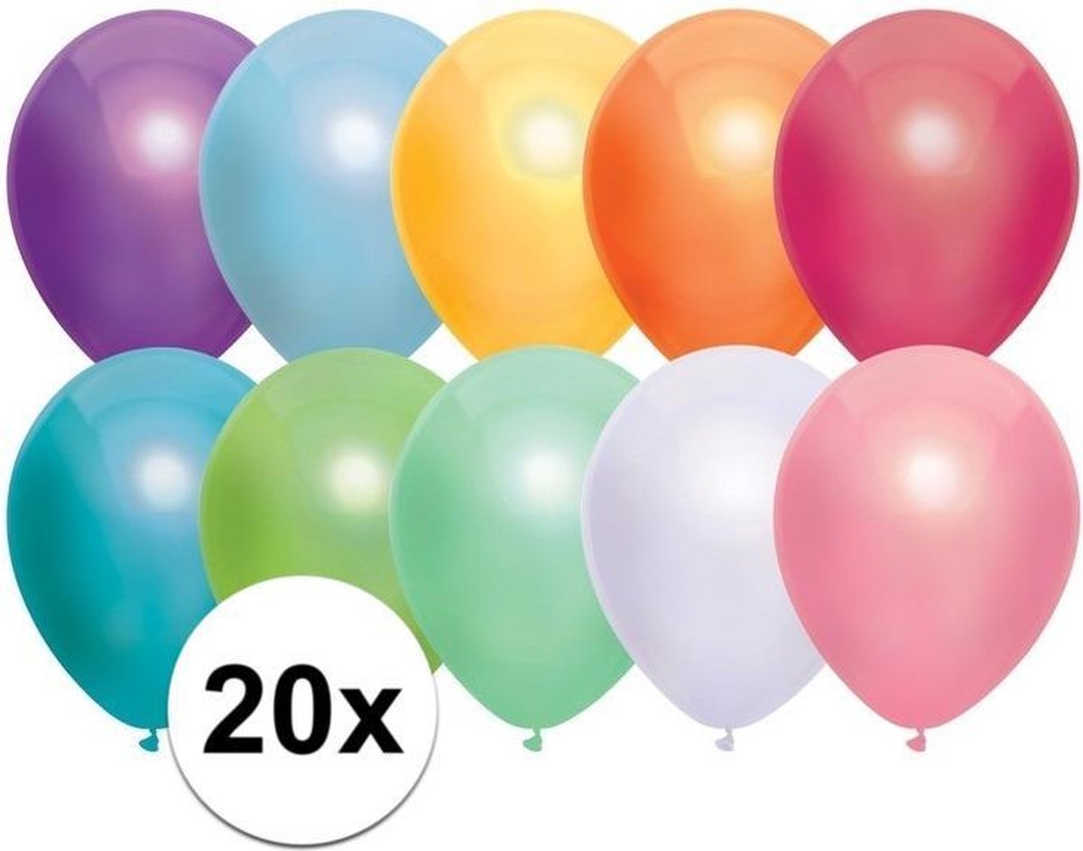 20x Gekleurde metallic ballonnen 30 cm - Feestversiering/decoratie ...