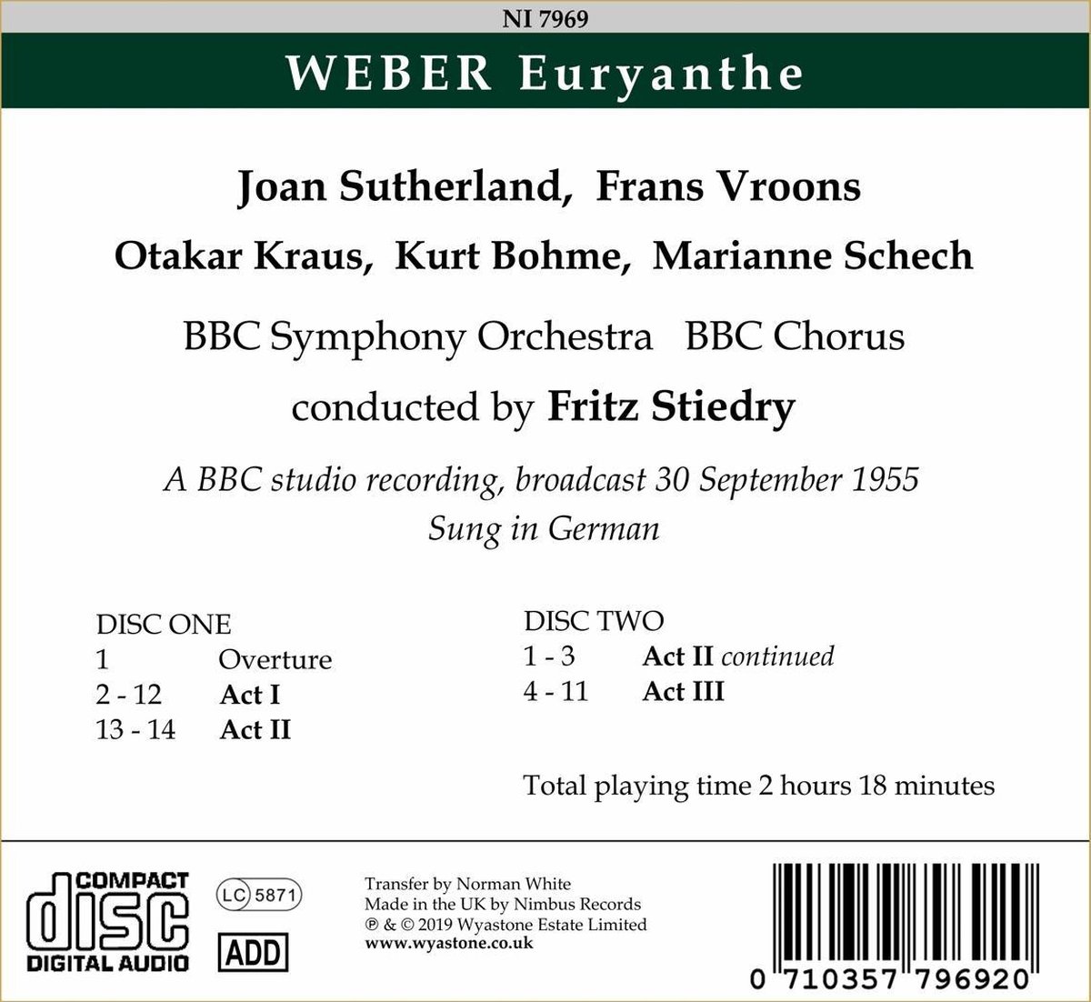 BBC Symphony Orchestra, Joan Sutherland, Kurt Bo - Weber: Euryanthe (2 ...