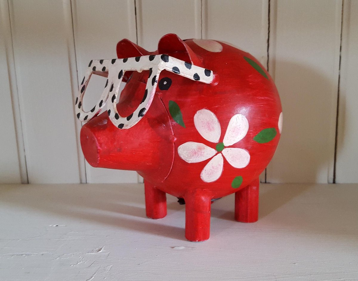 Home & Deco Metalen spaarpot varken rood met bril - 18x13x14 cm | bol.com