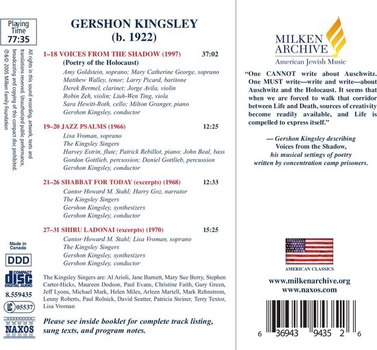 Voices From Shadow, Kingsley Singers and Ensemble | CD (album) | Muziek ...