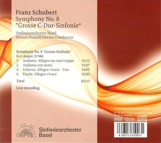 Sinfonieorchester Basel, Dennis Russell Davies - Schubert: Schubert ...