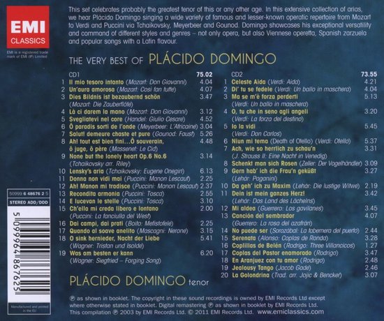 Very Best Of Placido Domingo, Placido Domingo | CD (album) | Musique ...