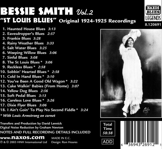 Bessie Smith - Volume 2 - St Louis Blues (CD) (Remastered), Bessie ...