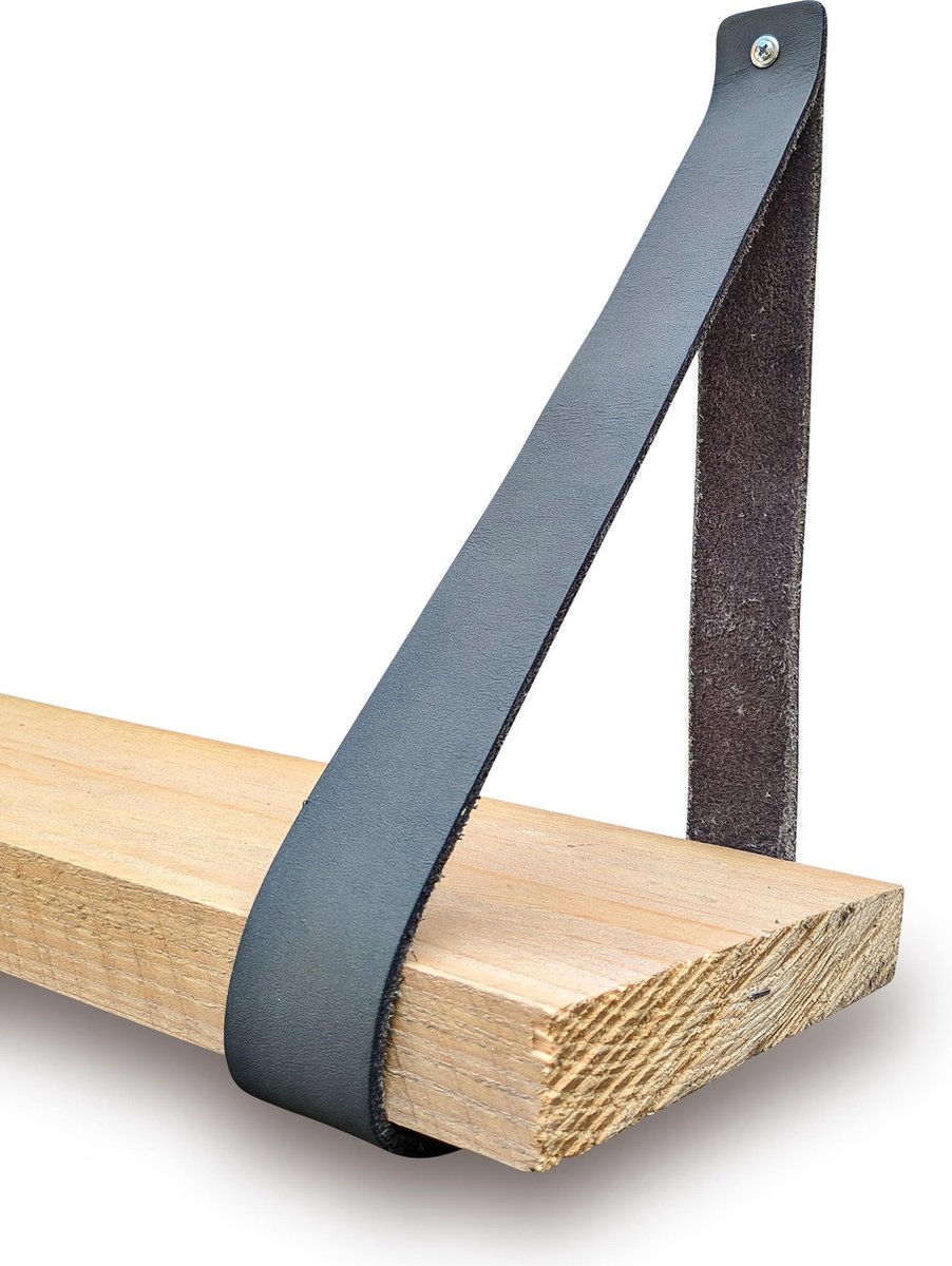 Leren plankdragers - Grijs - 2 stuks - Echt leer - Grijze ...