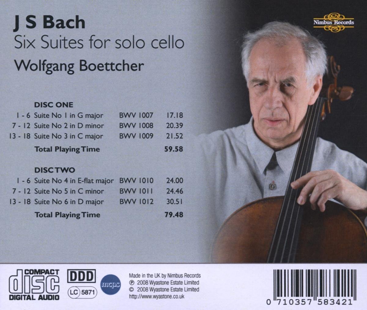 Bach: Six Suites For Solo Cello, Wolfgang Boettcher | CD (album ...