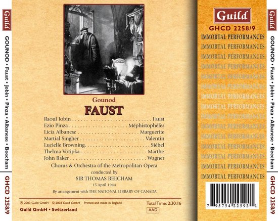 Faust - Gounod - 1944, Metropolitan Opera | CD (album) | Muziek | bol