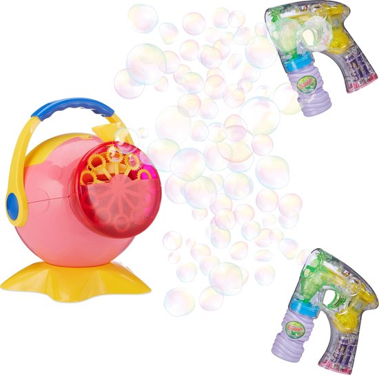 relaxdays 3-delige bellenblaas set - bellenblaaspistool met LED ...