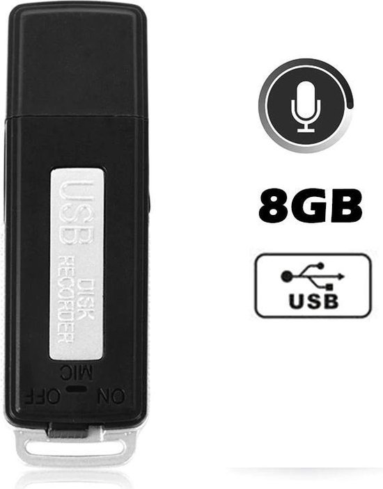 Mini USB Stick en Voice Recorder in 1 – 8 GB geheugen – Dictafoon – Spy ...