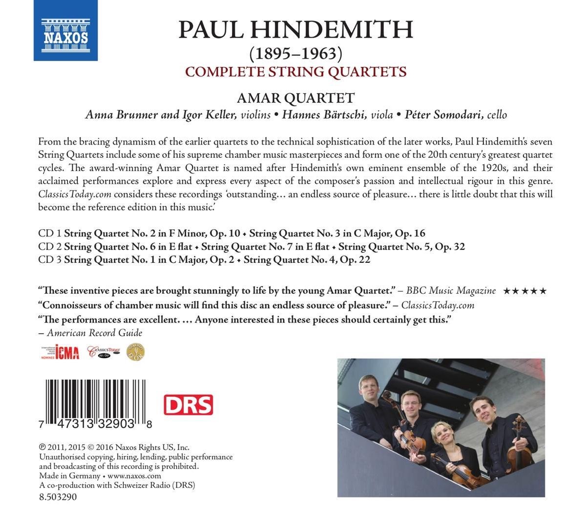 Amar Quartet - Hindemith: Complete String Quartets (3 CD), Amar Quartet | Muziek | bol.com