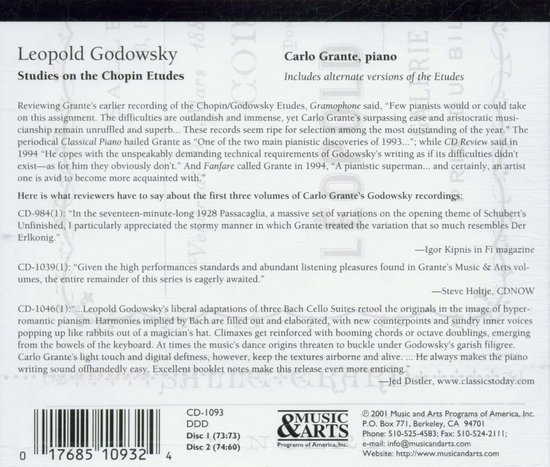 C. Grante - Godowsky's Studies On The Chopin Et (2 CD), C. Grante | Muziek | bol