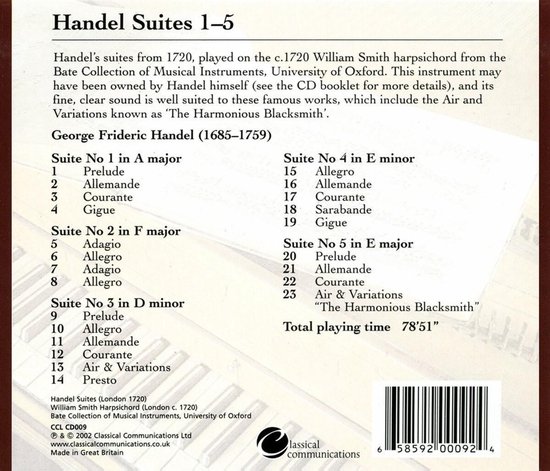 Handel Suites 1-5, Martin Souter | Muziek | bol