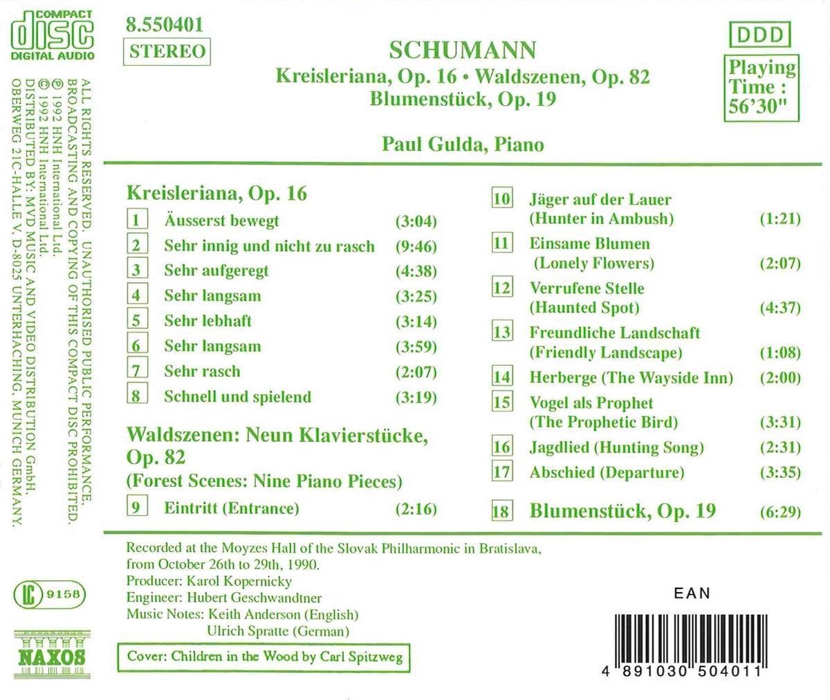 Paul Gulda - Kreisleriana/Waldszenen (CD), Robert Schumann | Muziek ...