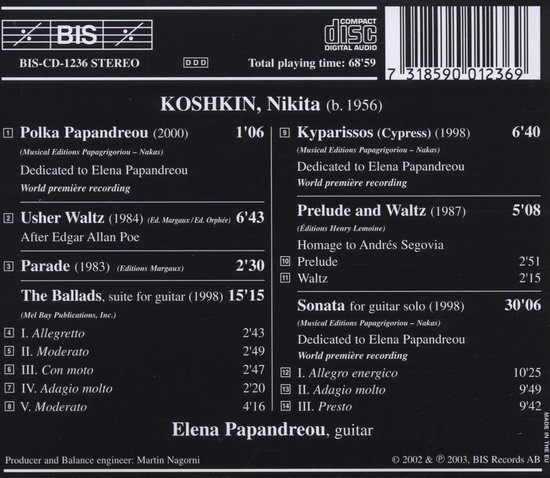 Papandreou Elena - Usher Waltz/Parade (CD), Papandreou Elena | Muziek | bol