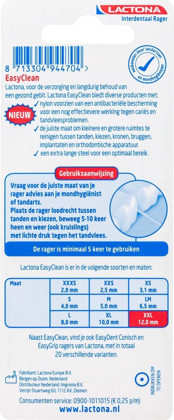 Lactona Ragers Easyclean 12,0 mm XXL - Tandenrager - 8 stuks | bol.com