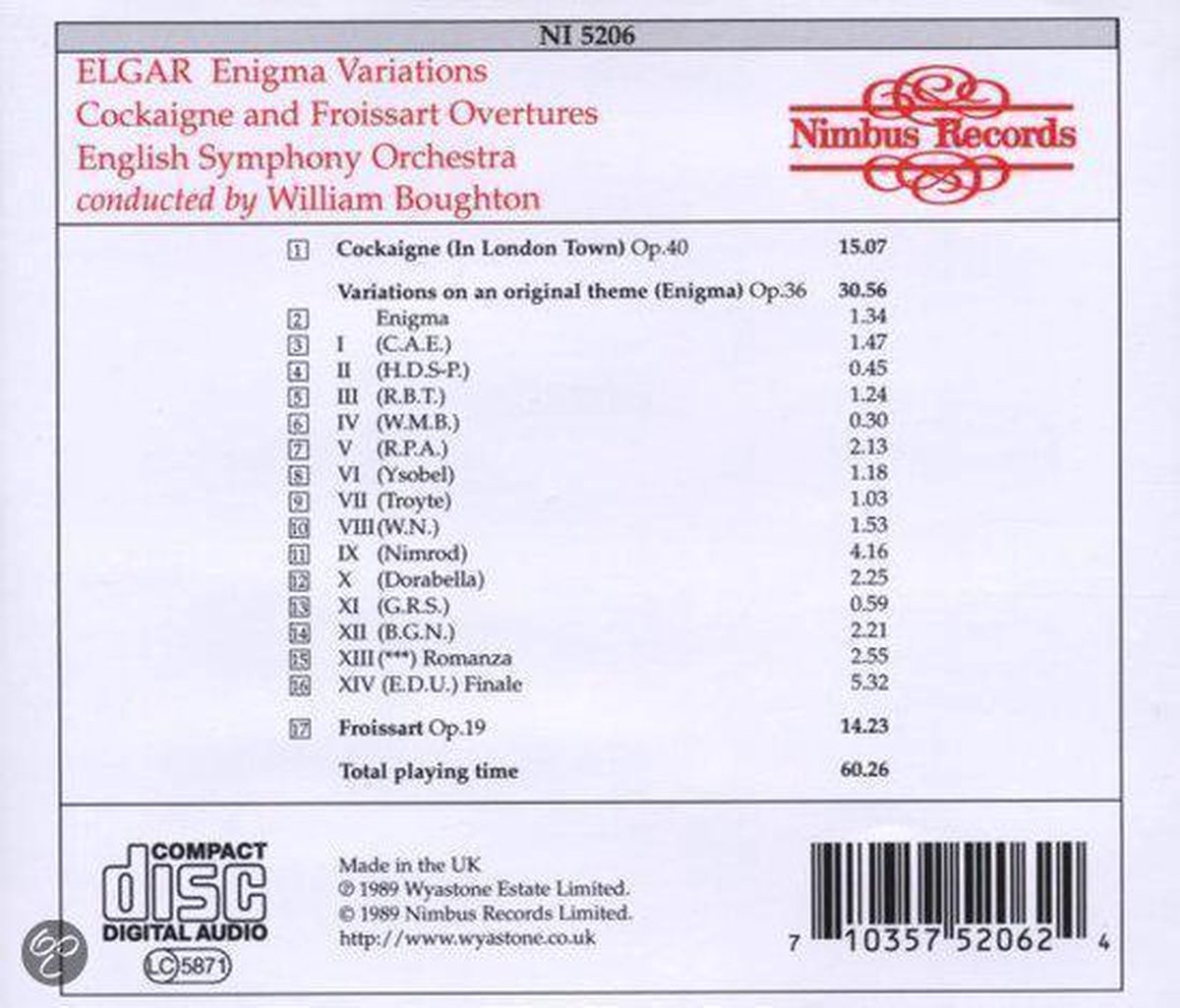 Elgar: Enigma Variations, Cockaigne, ..., Boughton | CD (album ...