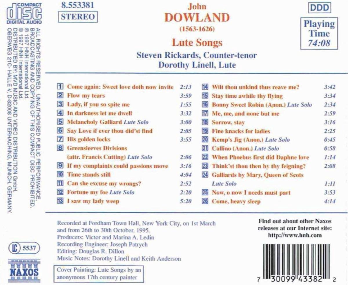 Steven Rickards & Dorothy Linell - Dowland: Flow My Tears and other ...
