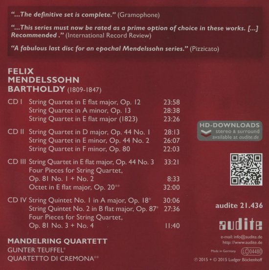 Felix Mendelssohn Bartholdy: Complete Chamber Musi, Gunter Teuffel | CD (album) | Muziek | bol