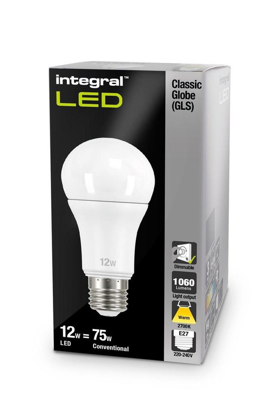 Integral LED - E27 LED Lamp - 12 watt - 2700K extra warm wit - 1060 Lumen - Dimbaar | bol.com