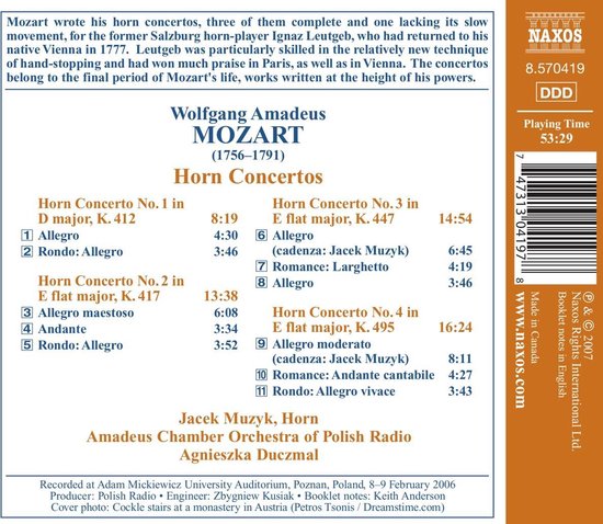 Jacek Muzyk, Amadeus Chamber Orchester Of Polish Radio - Mozart: Horn ...