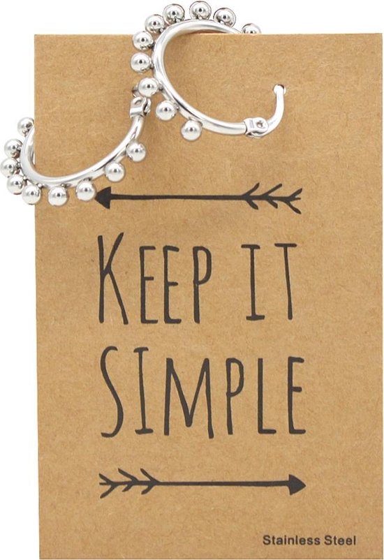 Dielay - Oorbellen met Balletjes - RVS Oorringen - Ø Ring 20 mm - Zilverkleurig | bol.com