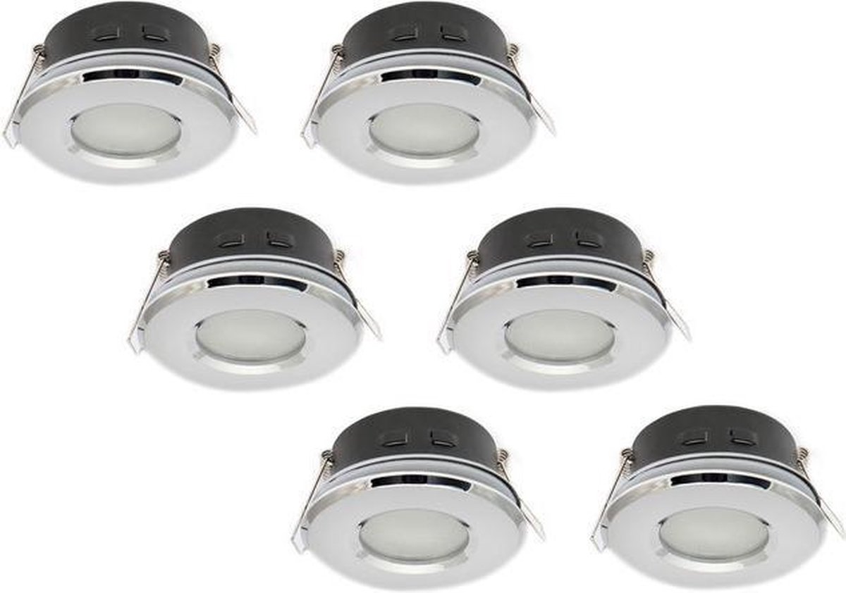 Spot encastré, rond, étanche IP44, chrome, paquet de 6 | bol.com