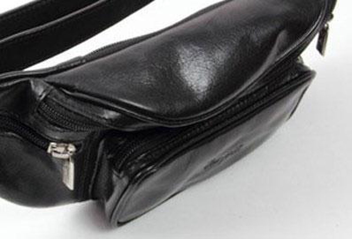 Rojafit Heuptas -Groot-5 vakken-Zwart-Leer ( Afmeting: L.30 x Br.10 x H ...