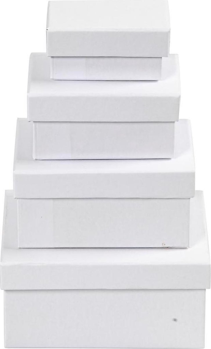 Rechthoekige doosjes | Wit karton | assorti | 4 stuks | bol.com