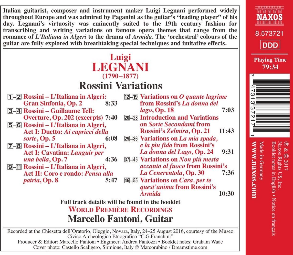 Legnani/Rossini Variations, Marcello Fantoni | CD (album) | Muziek ...