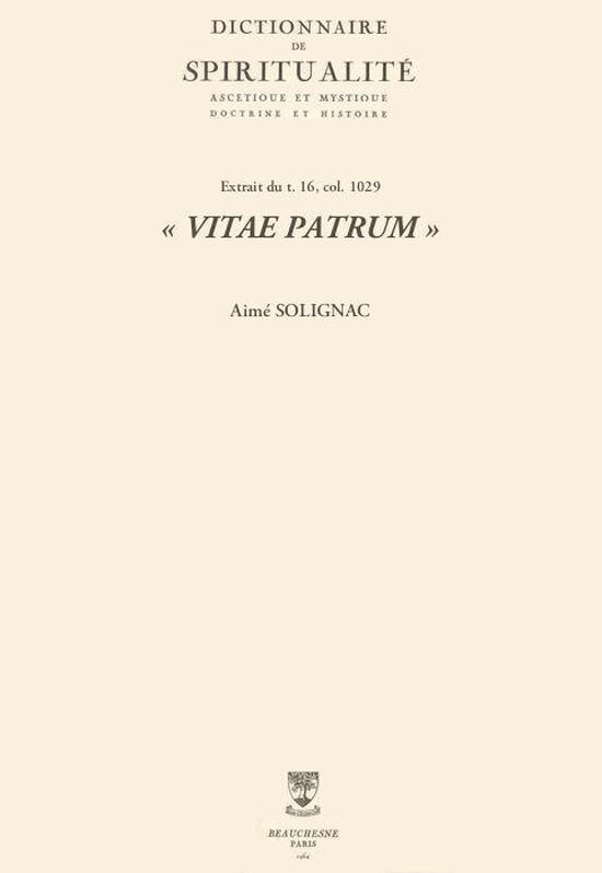 « VITAE PATRUM » (ebook), Aimé Solignac | 9782701079769 | Boeken | bol.com