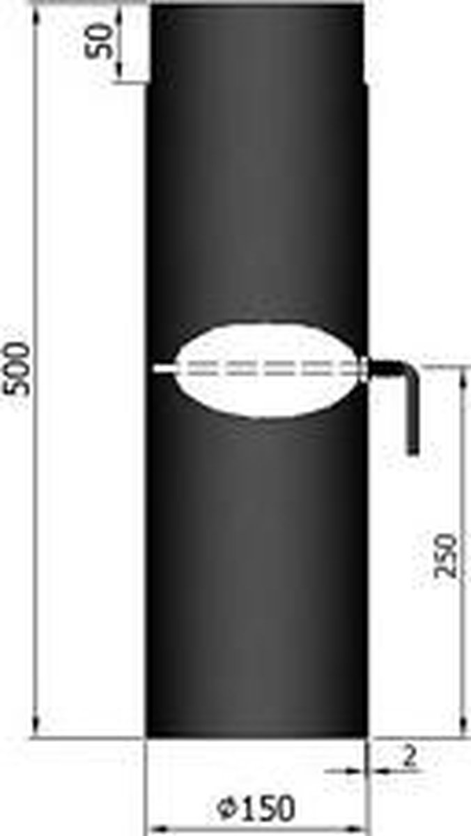 Kachelpijp Ø150 lengte 500 zwart met klep en verjonging - zwart -staal ...