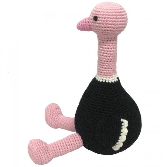 natureZOO Miss Ostrich Ostrich Hug Fibre de Bambou Zwart, Rose, Wit | bol