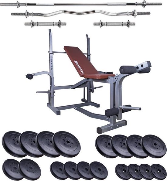ScSPORTS® Trainingsbank Halterbank met 120 kg Halterset | bol.com