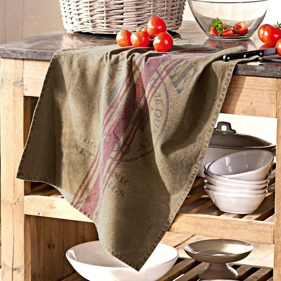 LOBERON Theedoek set van 2 Toby bruin | bol