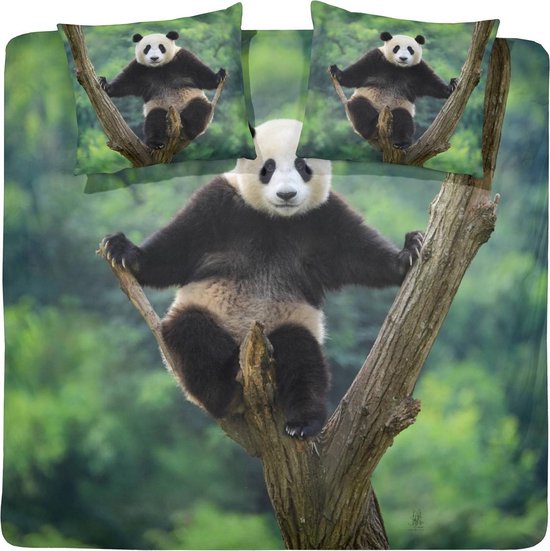 Damai Panda - Dekbedovertrek - 240x200/220 cm - Lits-jumeaux - Green ...
