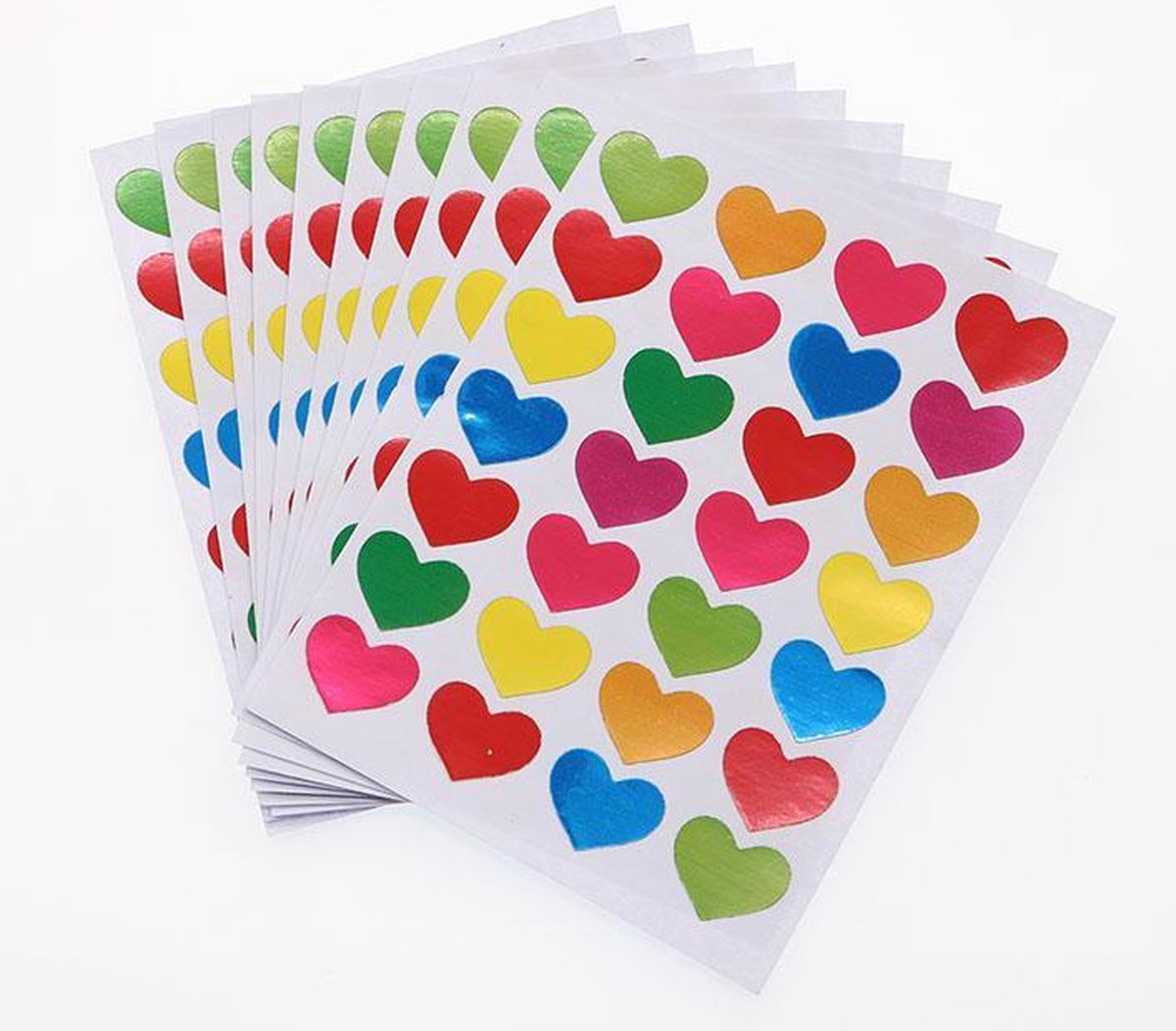 Stickerheld 140 glimmende hartjes stickers | 5 kleuren | 5 vellen | 28 ...