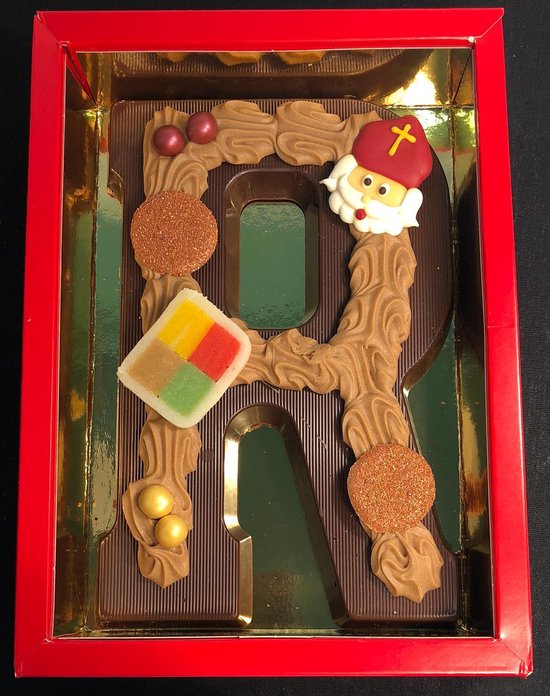 Ambachtelijk gemaakte chocoladeletter R Puur gedecoreerd - 240 gram | bol